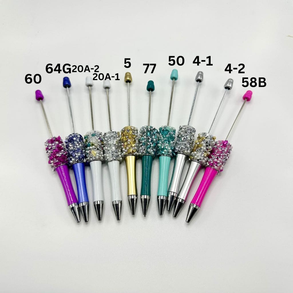 Beadable Pens with Clear Rhinestones in Solid Colors with Pearl and Sm ...