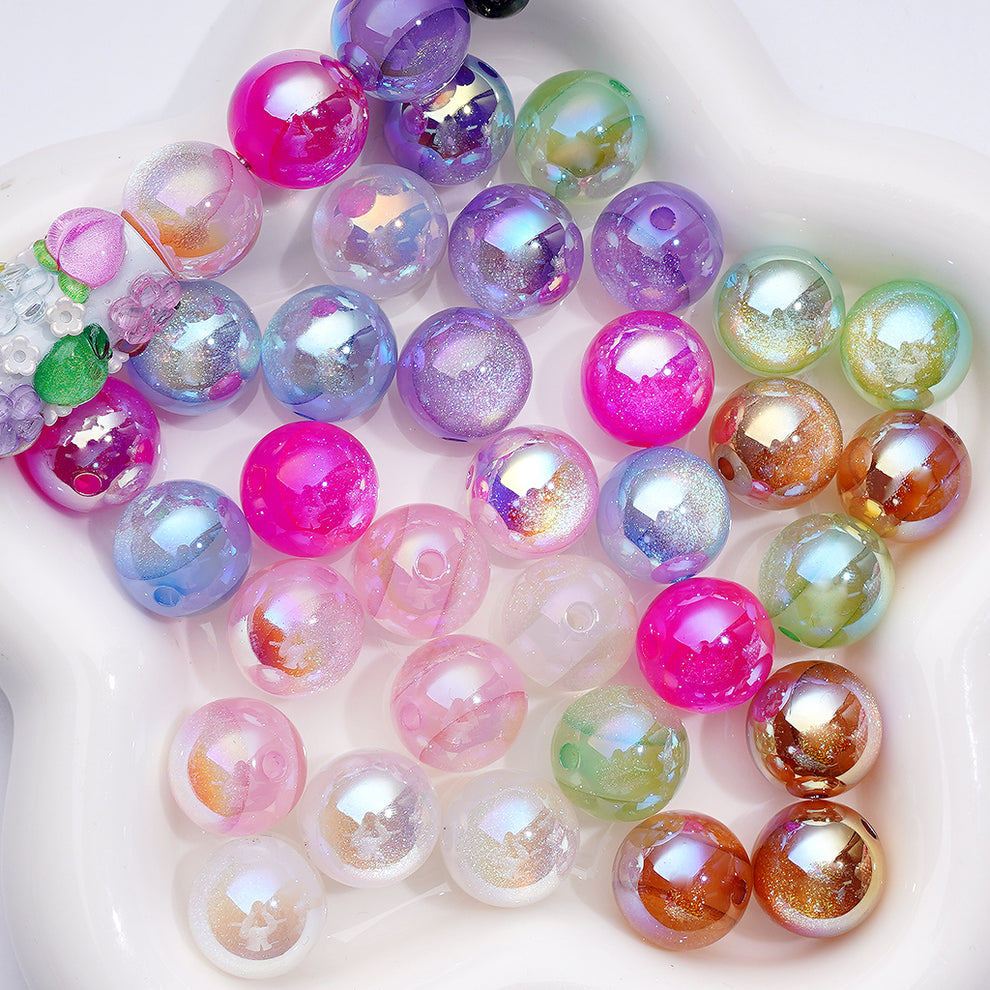 Double Side Cat Eye Glitter Round Acrylic Beads, Random Mix, 16MM ...