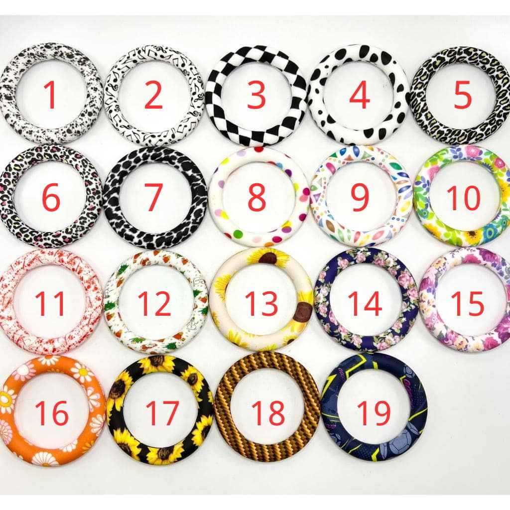 Printed Silicone Ring Frame Bead Circle Round Soft Flexible 65mm ...