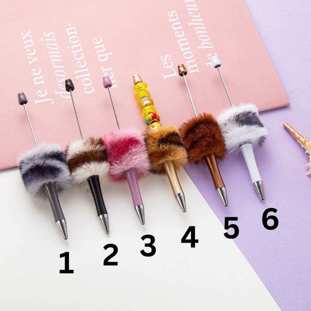 Small Pom Pom Animal Print Beadable Pens Small Pompom Pon Pon Beaded P ...