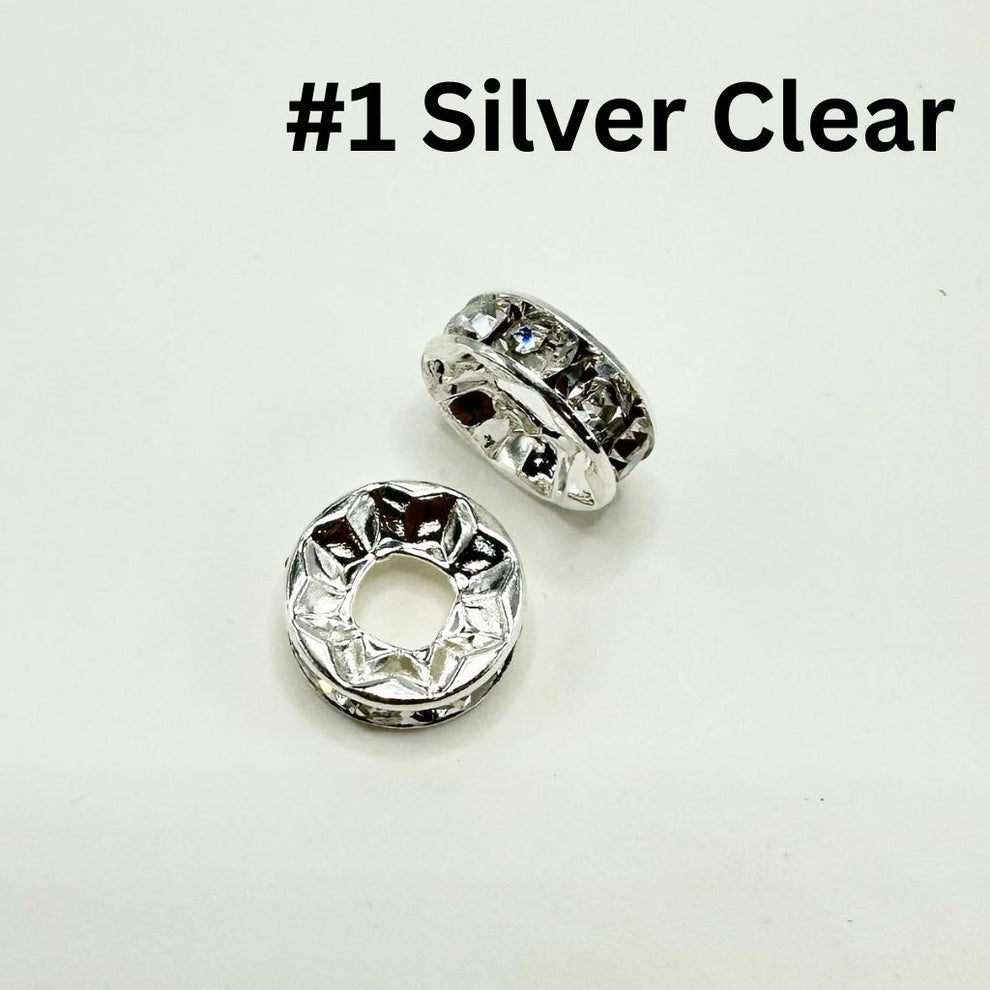 Large Hole Spacer Beads, Round Metal Spacers with Rhinestones & Large ...