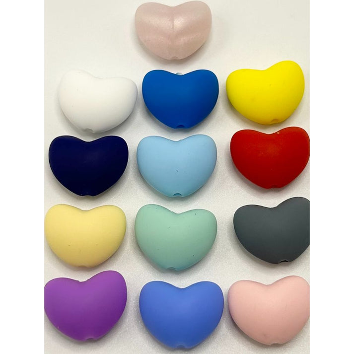 Heart Beads, Small Heart Shaped Silicone Focal Beads, 16mm by 20mm ...