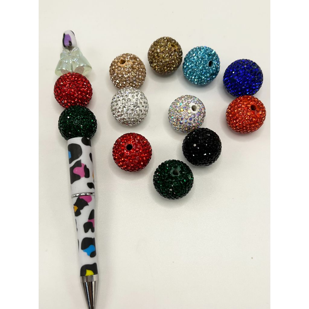 Clay Beads with Rhinestones, 20mm – Beadable Bliss