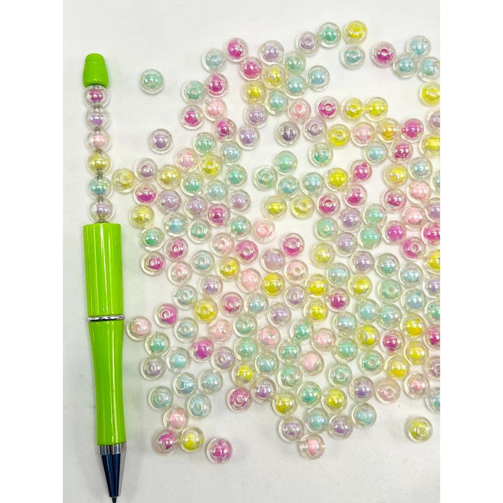 Double Layer Pastel Acrylic Beads, 8mm Can Fit Pen, Random Mix Color ...