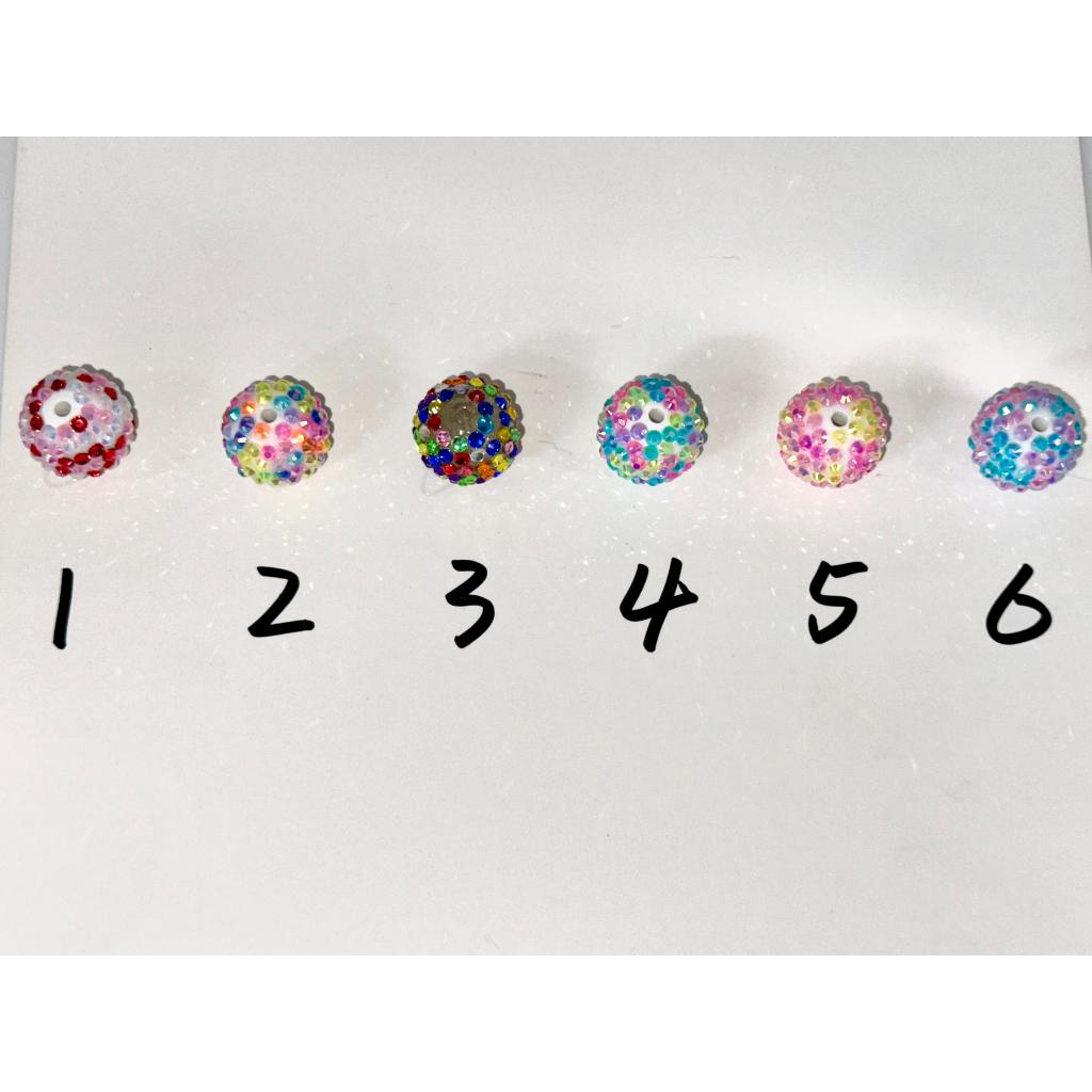 Multicolor Acrylic Rhinestone Beads with Colorful Rhinestones, 20mm, R ...
