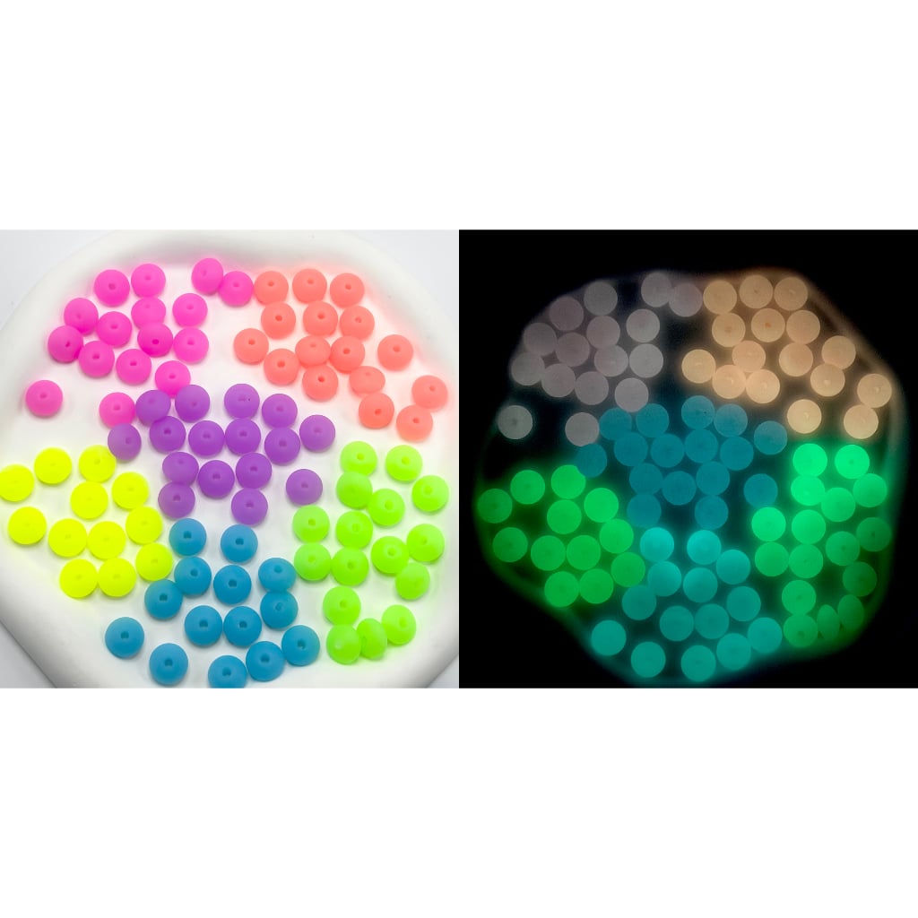 Luminous Silicone Lentil Beads Spacers Saucers in Neon Colors, Glow in ...