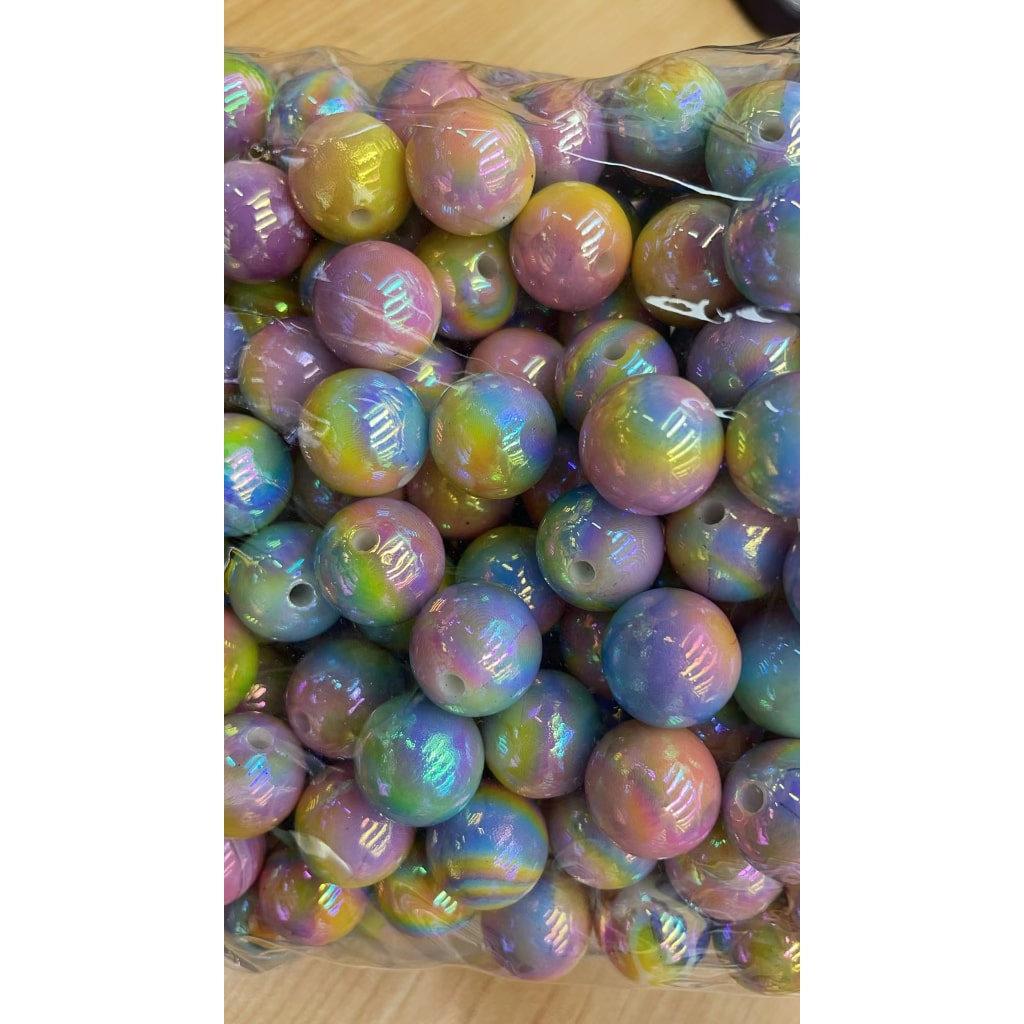 UV Coating Acrylic Beads in Multi-Color Abstarct Design, Random Mix, 1 ...