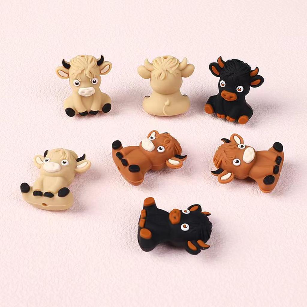 3D Cute Highland Cattle Silicone Focal Beads Random Mix – Beadable Bliss