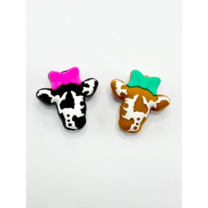 Silicone Cow Beads, 3D Cow Head with Bowtie Silicone Focal Beads ...