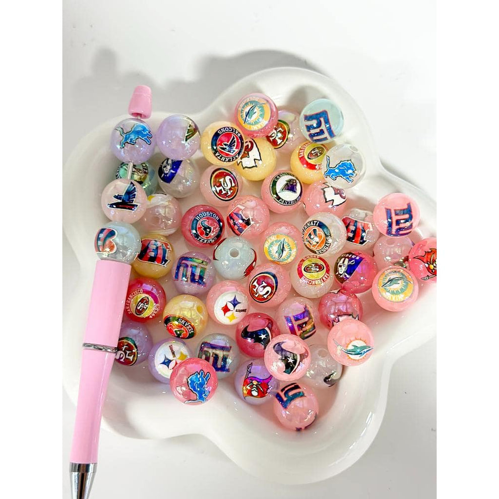 USA American Football Team Sports Jelly Color Round Acrylic Beads, 16M ...