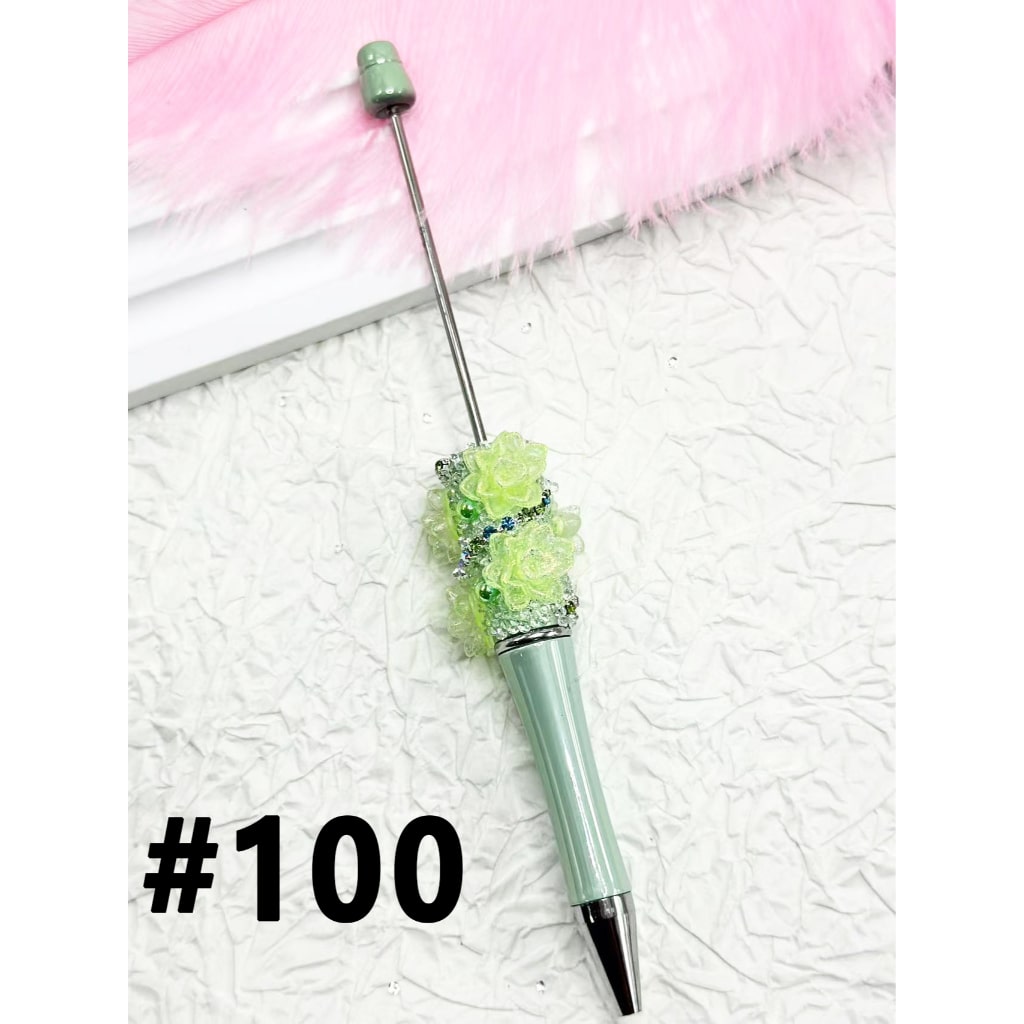 Beadable Plastic Pens with Shiny Rhinestone Chains Pearls Small Flower ...
