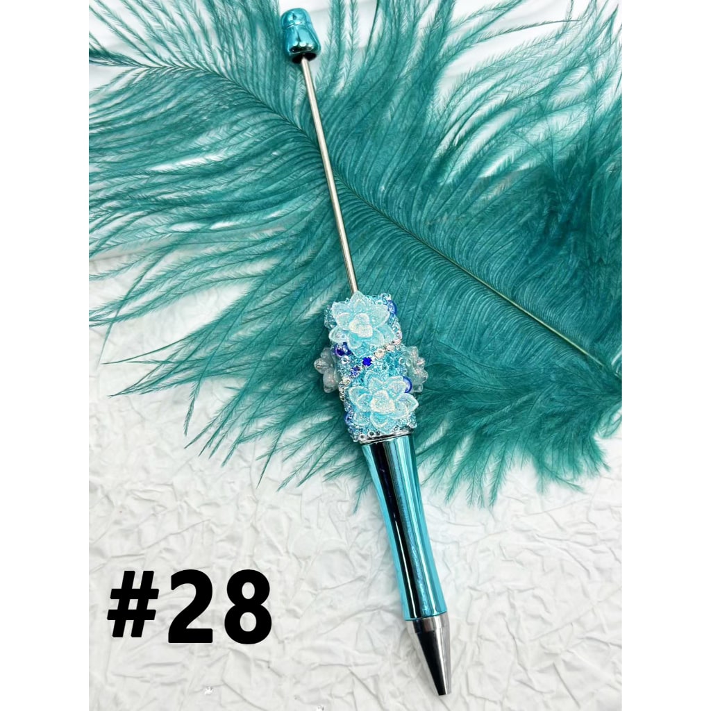 Beadable Plastic Pens with Shiny Rhinestone Chains Pearls Small Flower ...