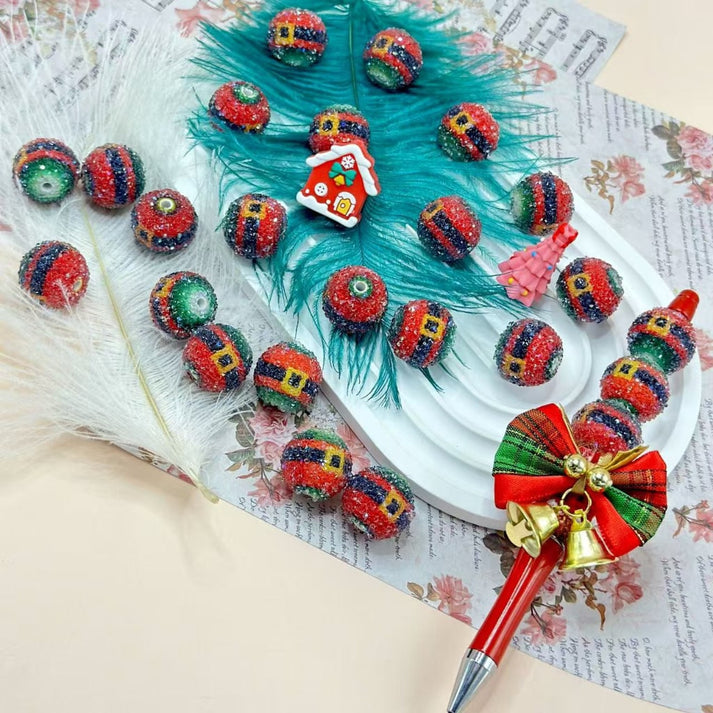 Exquisite Red & Green Christmas Belt Girdle Waistband Round Sugar Acry ...