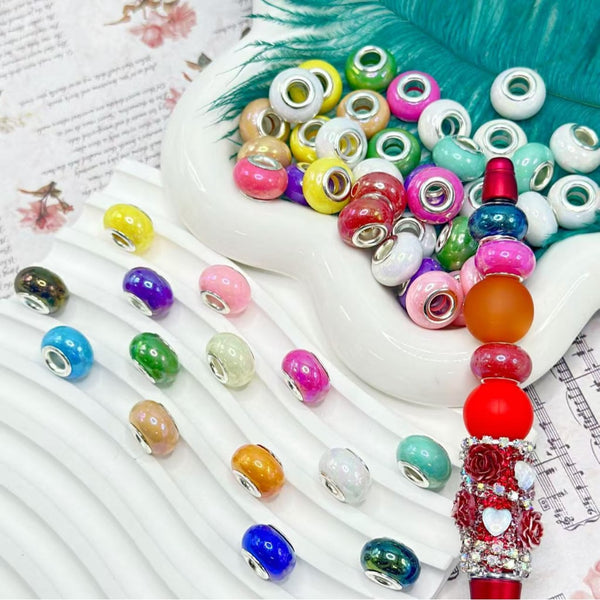 Shiny Multi-Color Wheel Abcaus Acrylic Beads with Large Hole, Random M ...