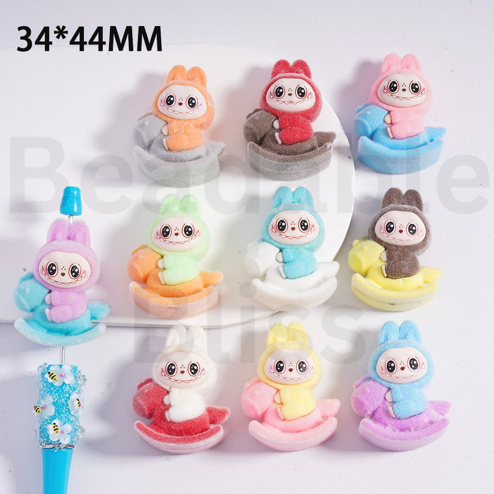 Cute Flocked Fluffy Cute Monster Doll Pop Mar Rides a Horseback Carous ...