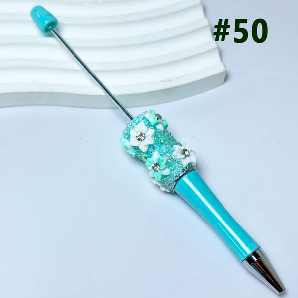 DIY Beadable Pen with Mini Cute Flowers Clear Rhinestone Inside Shiny ...