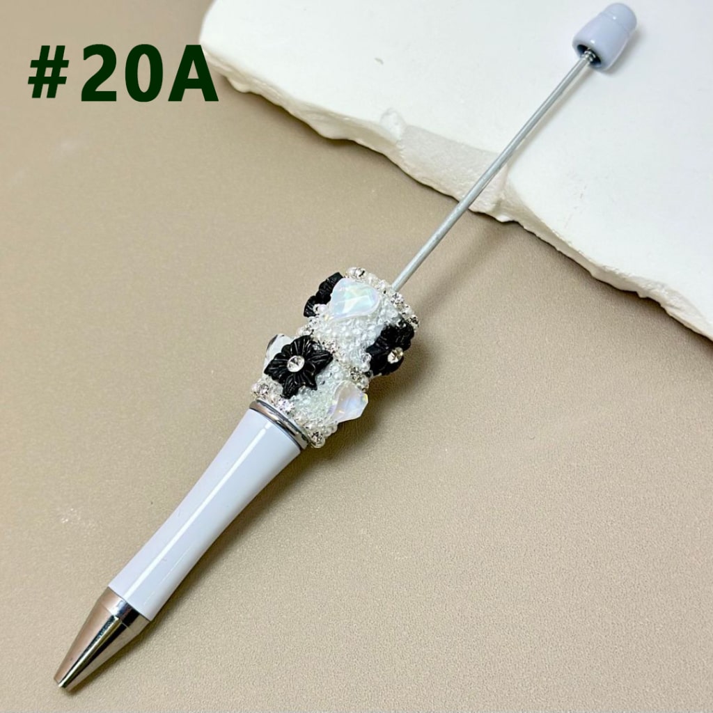 Beadable Pen with White Pearl & Rhinestone Chain Colorful Mini Flower ...