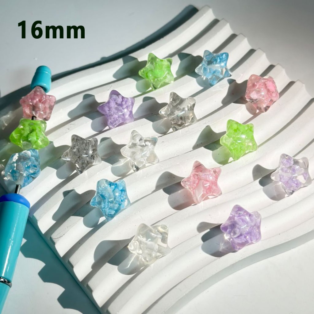 Cute Clear Star Shape Acrylic Beads Mini Colorful Clouds Inside, 16MM ...