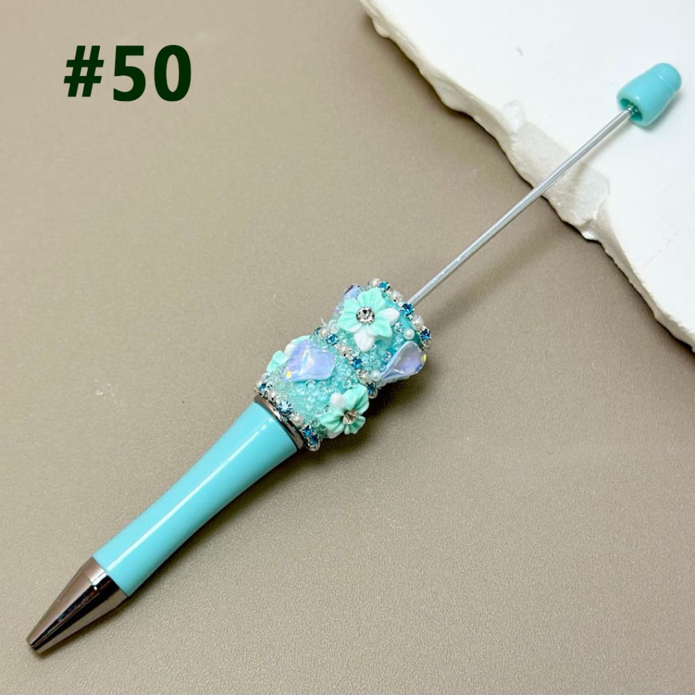 Beadable Pen with White Pearl & Rhinestone Chain Colorful Mini Flower ...
