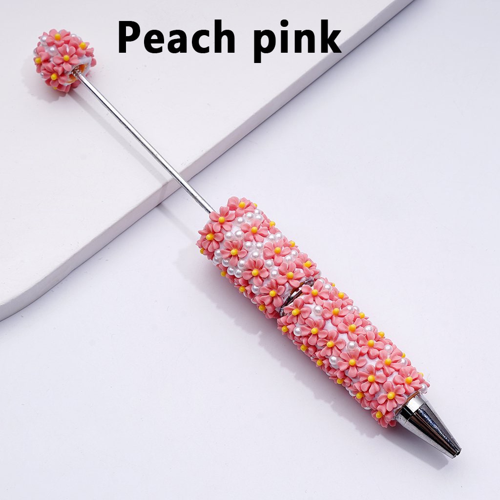 Beadable Mini Cute Multi-Color Flowers White Pearls Clay Pens ...