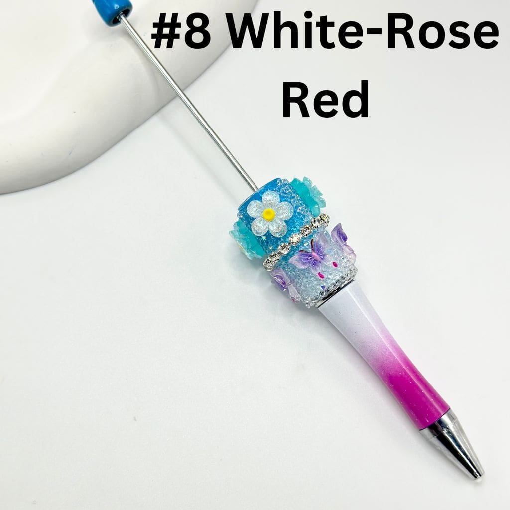 Sugar Wrap Beadable Pens in Ombre Colors with Resin Small Flowers Butt ...