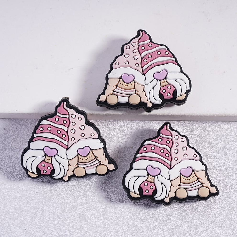Silicone Focal Beads A Couple of Gnomes with Various Colors Hat Valent ...