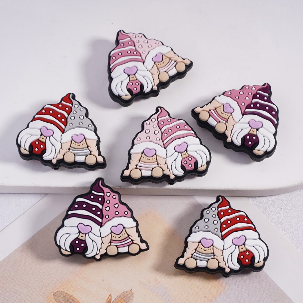 Silicone Focal Beads A Couple of Gnomes with Various Colors Hat Valent ...