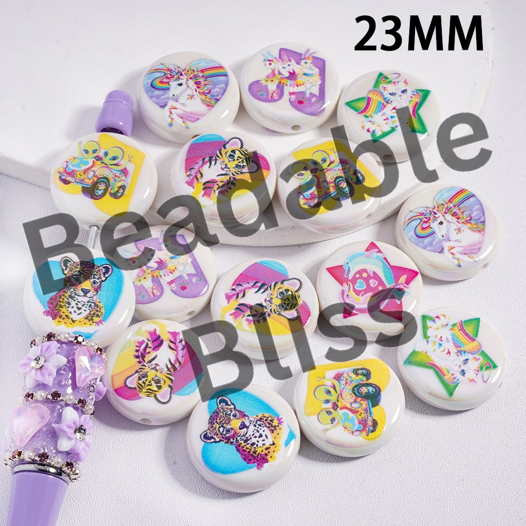 Acrylic Beads UV Coating with Leopard Cat Toy Adventure Prints in Brig ...
