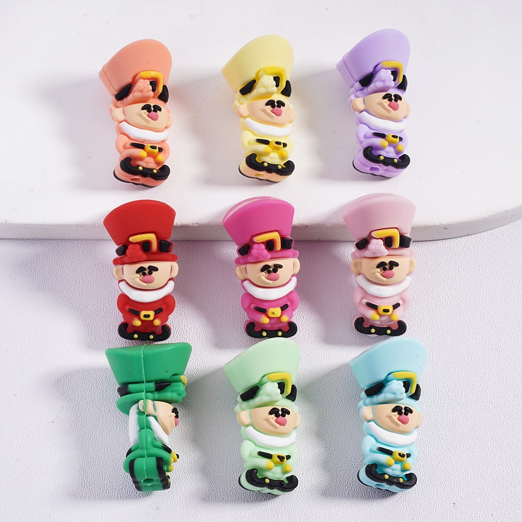 Silicone Focal Beads 3D Gnome Elf with Uniform and High Hat, Multi-Col ...