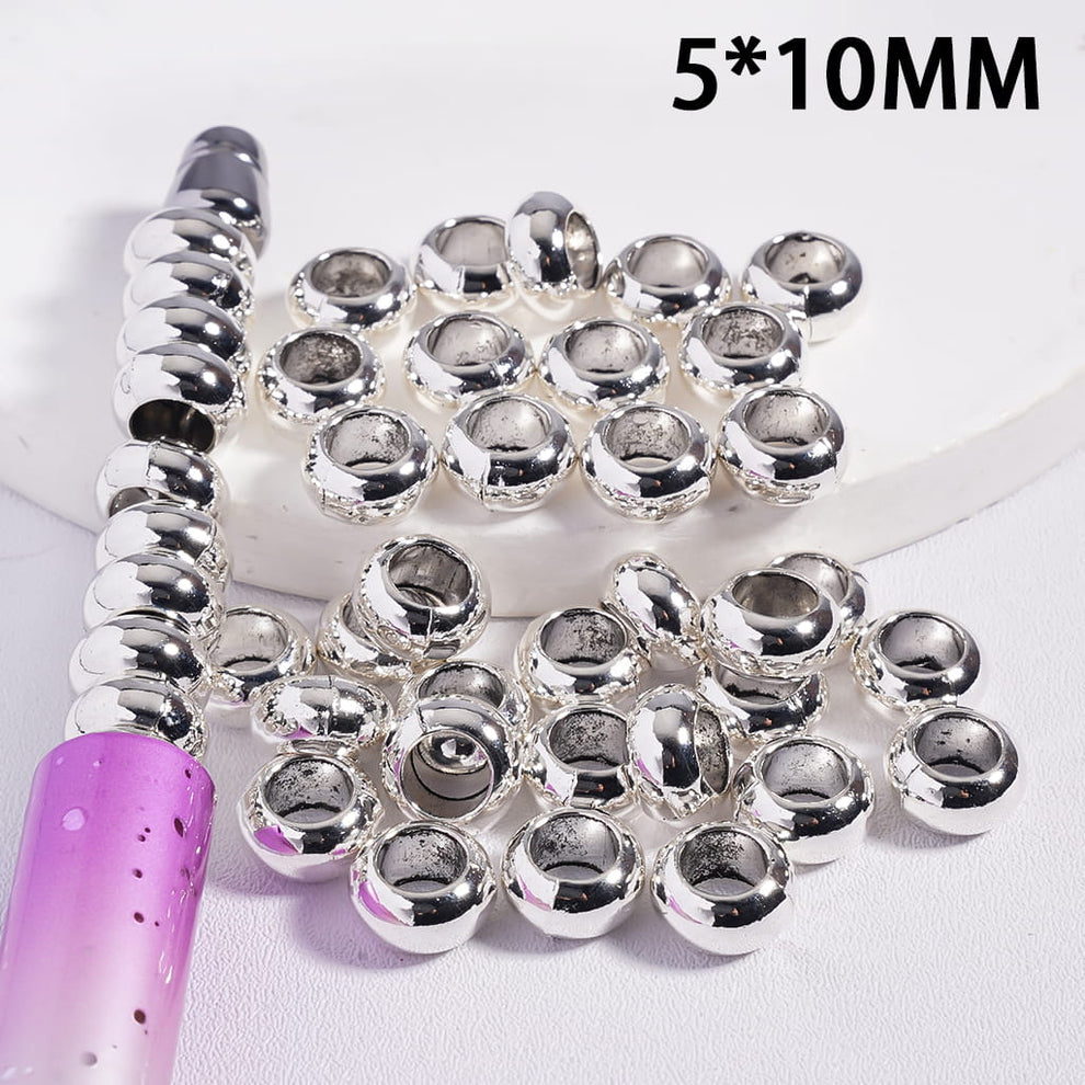 Silver Metal Beads, Big Hole Beads, 5*10MM (The Hole Diameter is 6 MM ...