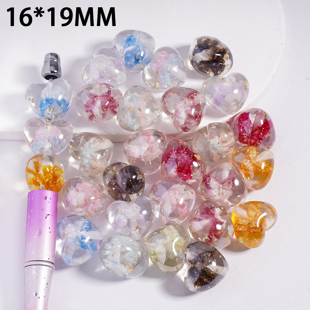 Acrylic Beads Two Glittery Butterflies and Gold Foil Papers Embedded I ...
