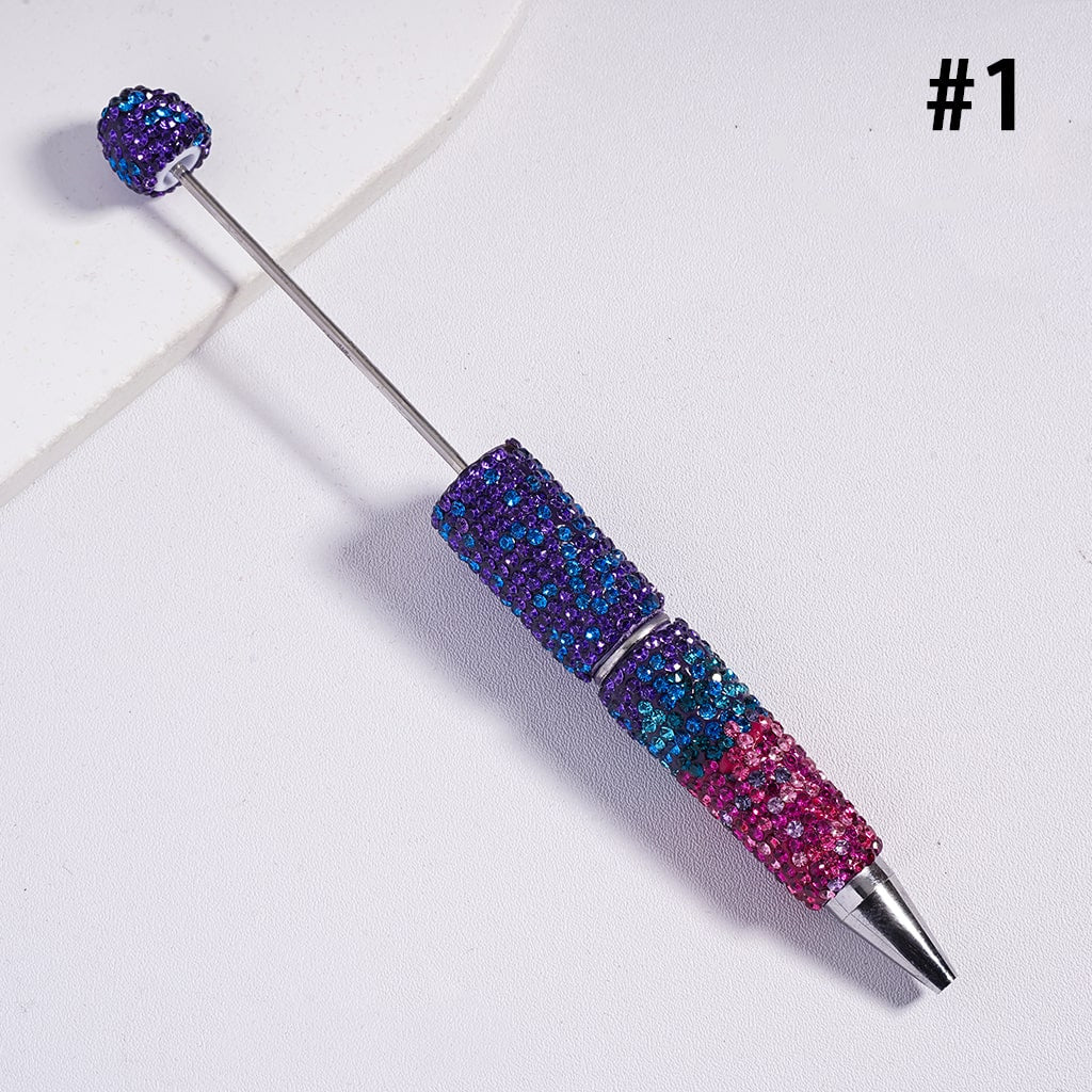 Beadable Clay Pens with Ombre Color Multi-Color Rhinestones Covered th ...