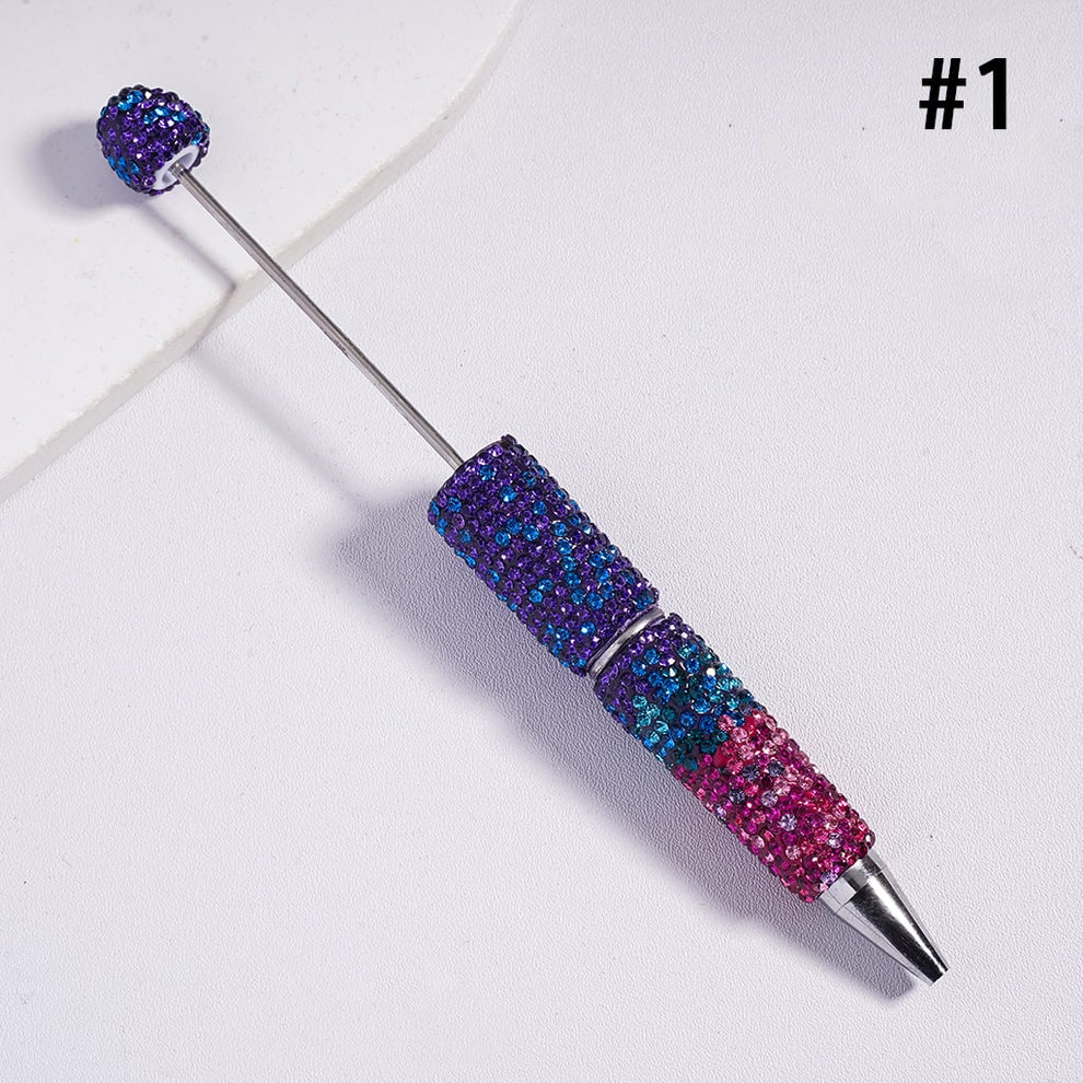 Beadable Clay Pens with Ombre Color Multi-Color Rhinestones Covered th ...