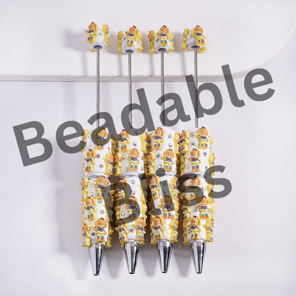 Beadable Clay Pens with Rainbow Fairy Series, AB Rhinestones and White ...