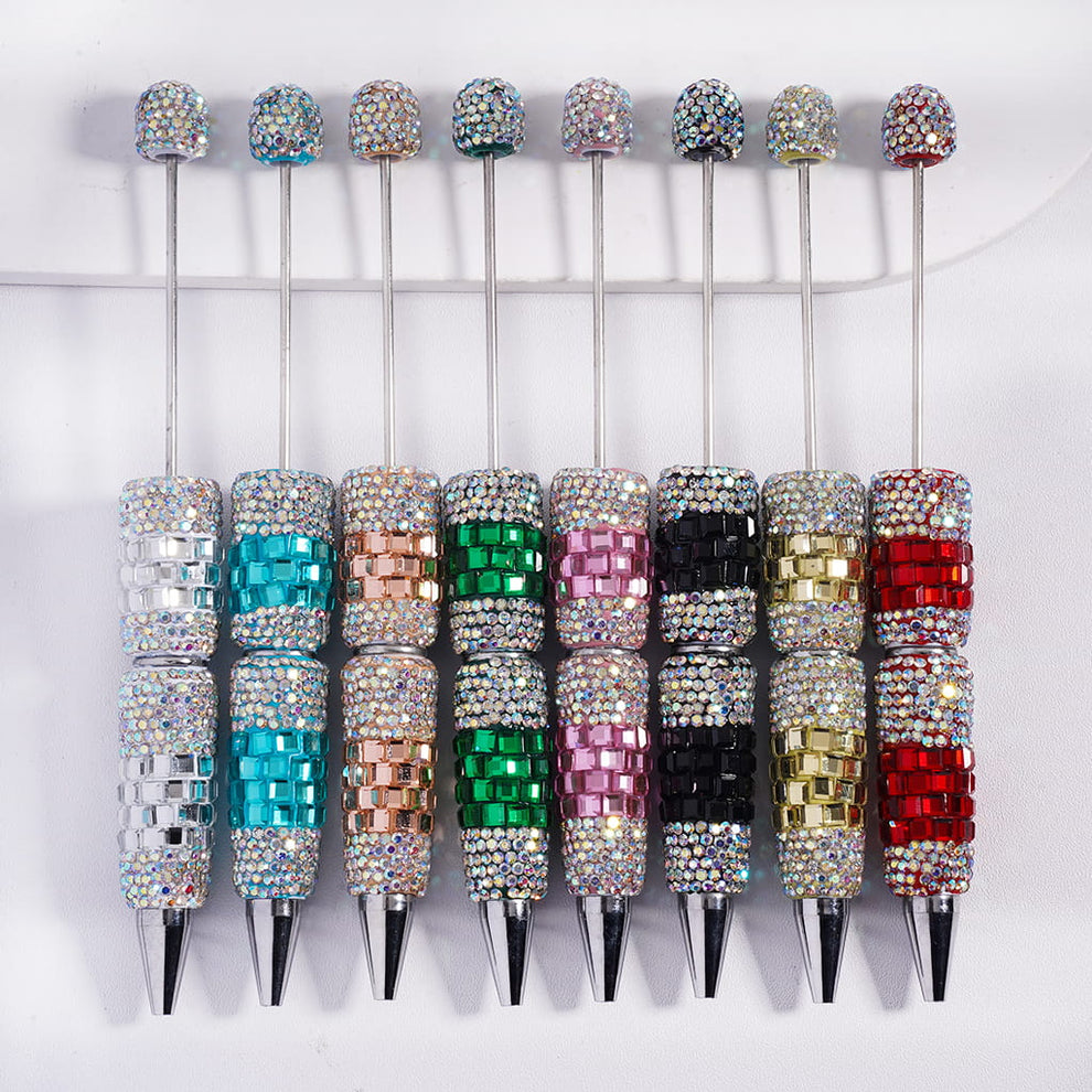 Beadable Clay Pens with Dazzling Square and AB Rhinestones Covered the ...