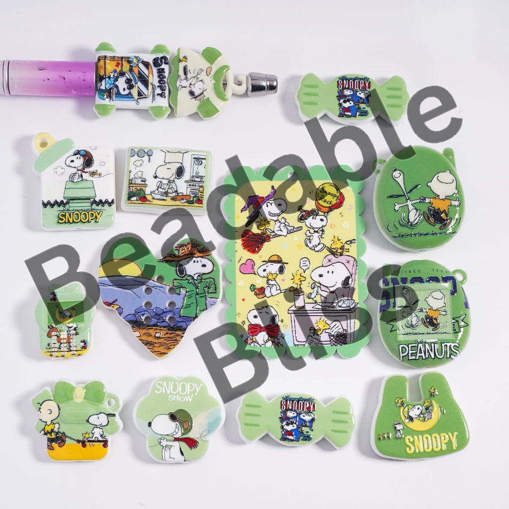 Acrylic Beads Pendant with Beagle Dog in Various Designs, Green Series ...
