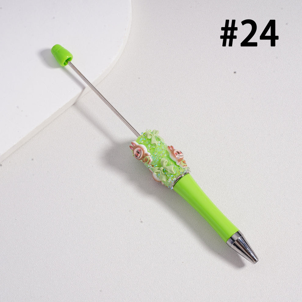 Beadable Pen with Cute Collectible Monster Doll Pop Mar Glitter Bowtie ...
