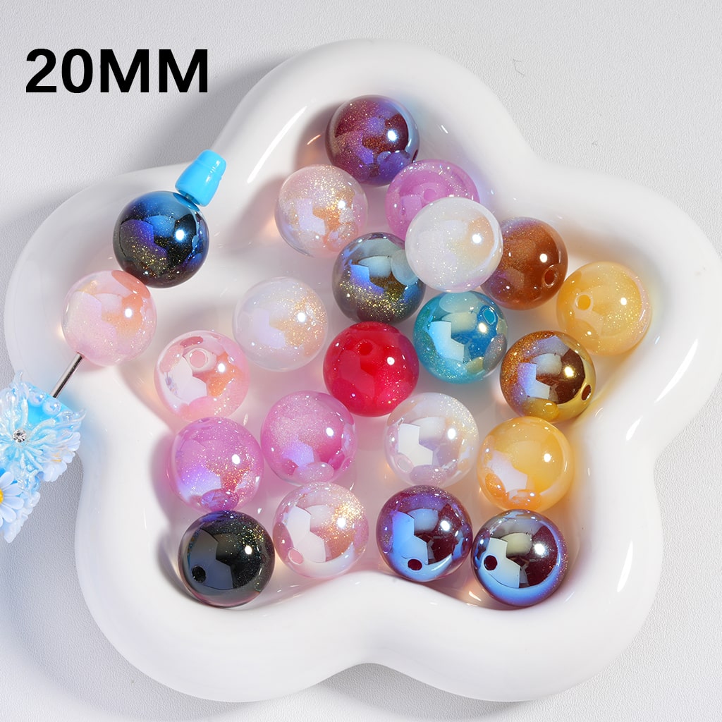 Acrylic Beads Optical Coating Shiny Glitter Sugar Core Inside Multi-Co ...