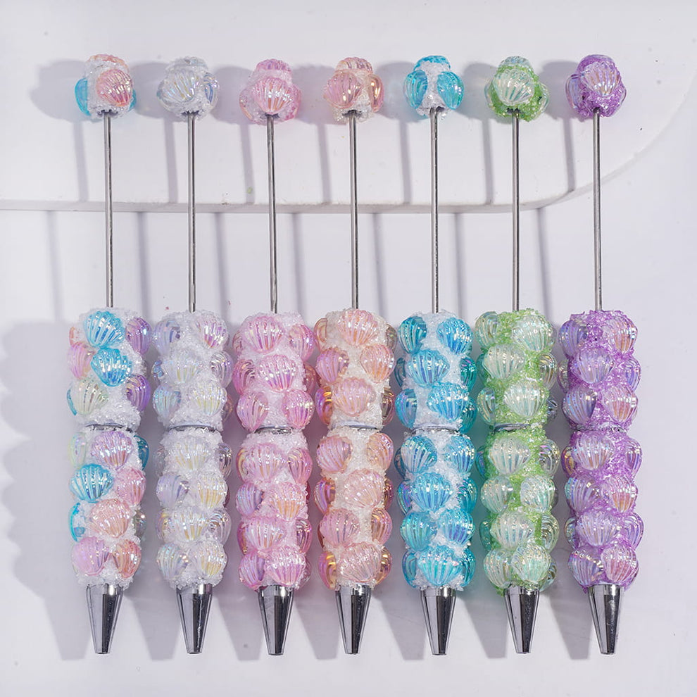 Beadable Sugar Pens with Dazzling Sea Shell and Broken Rhinestones Cov ...