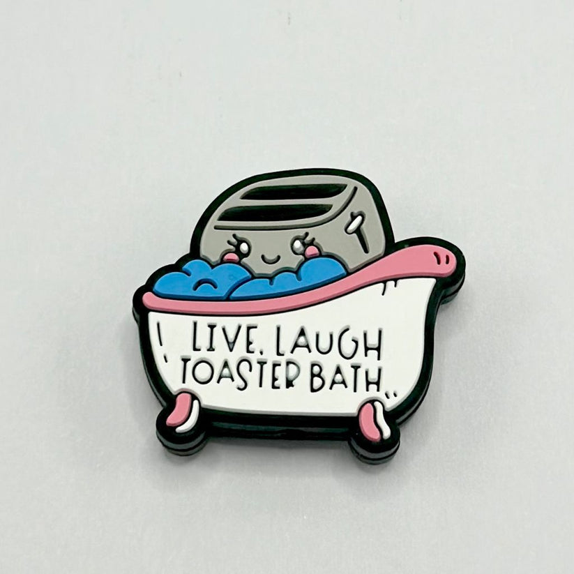 Bathtub with Text "Live Laugh Toaster Bath" Silicone Focal Beads ...