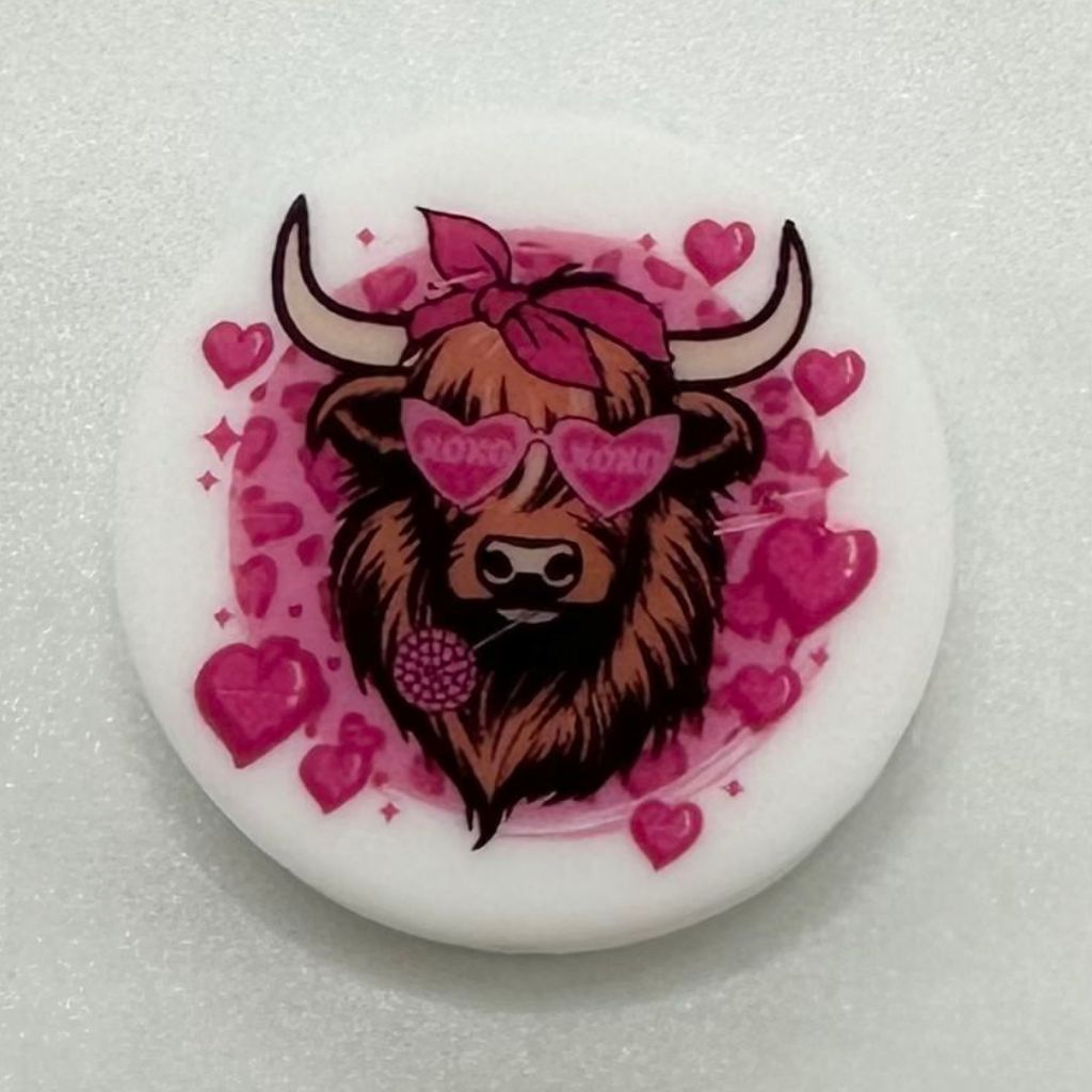 Cute Pink In Love Hearts Bandana Country Highland Cow Xo Xo, Silicone ...