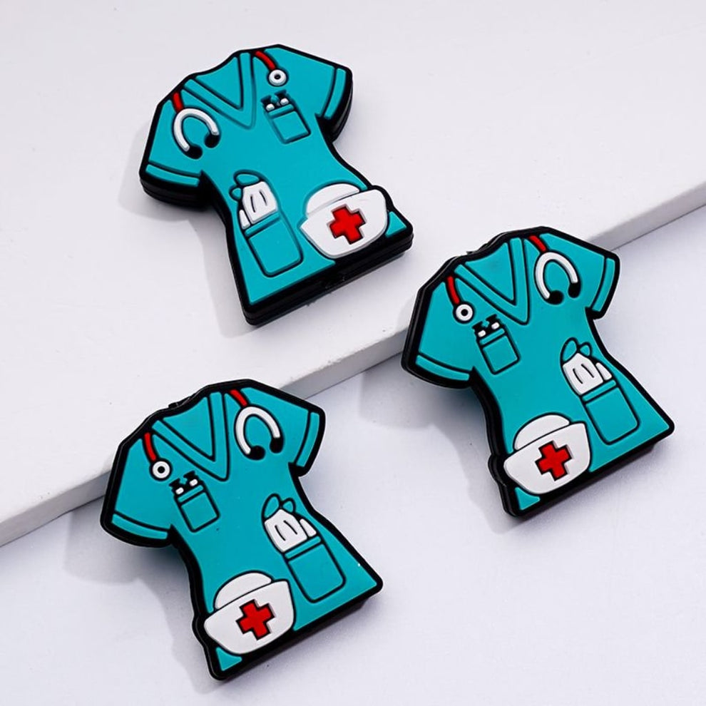 Teal Pink Color Nurse Uniform with Nurse Hat Stethoscope Silicone Foca ...
