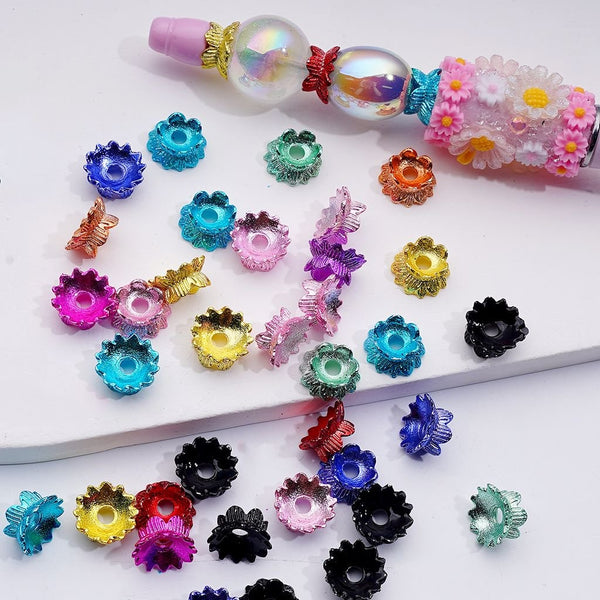 Multi-Color Metal Beads Spacer with Mini Cute Alloy Flower, 8-10MM, Ra ...