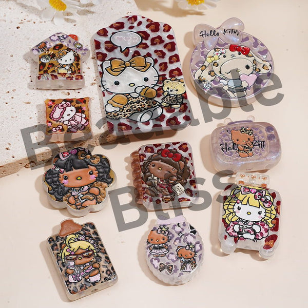 Acrylic Beads Charm Pendant w Leopard Print Cute Cat Character Design ...