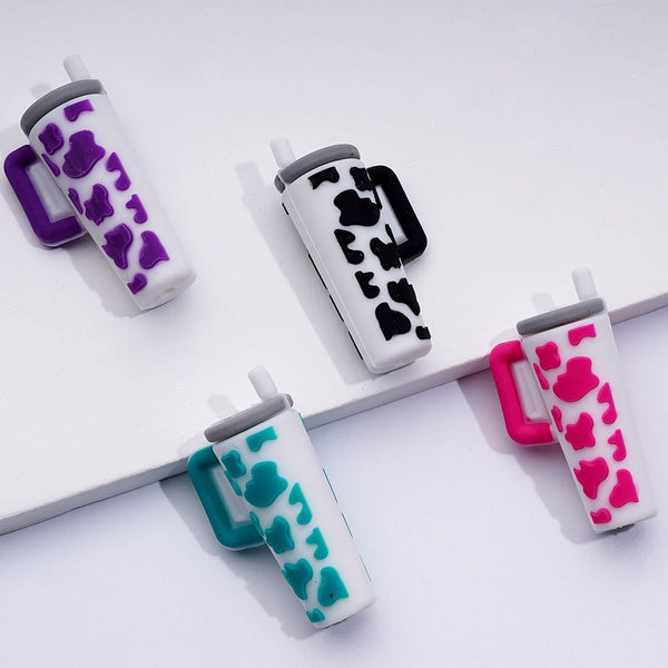 Multi-Color Cow Prints Cute Stanley Cup Bottle with Straw Silicone Foc ...