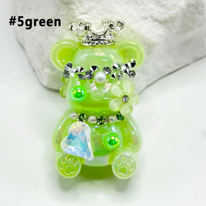 Bling Bling Cute Bear Acrylic Beads with Silver Alloy Crown White Pear ...