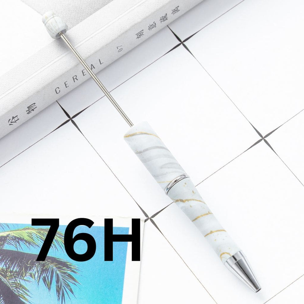 Gray White and Pink Printed Beadable Pens Number 76H – Beadable Bliss