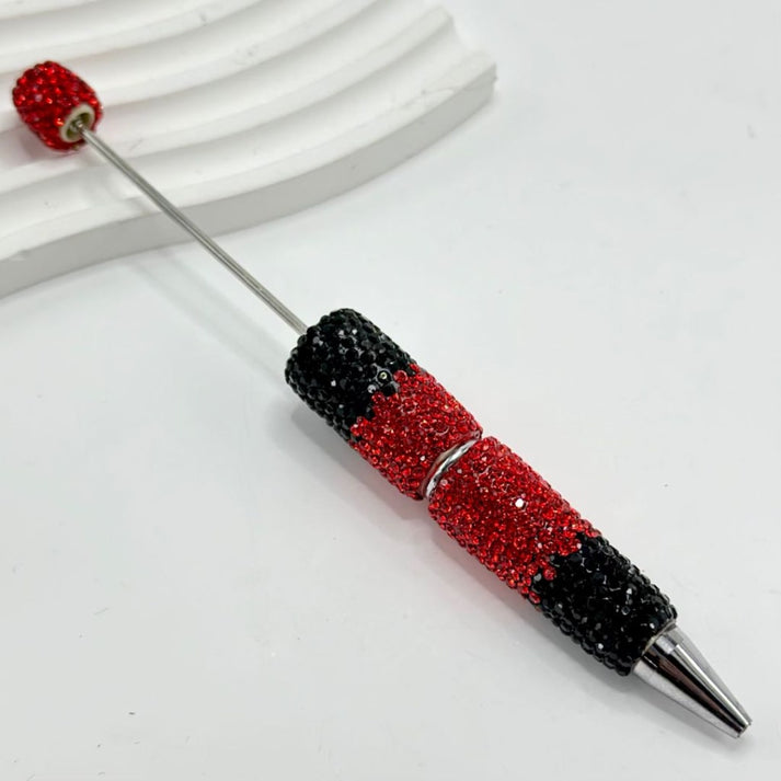 Beadable Clay Pens with Black Red Rhinestones Covered the Entire Pen ...