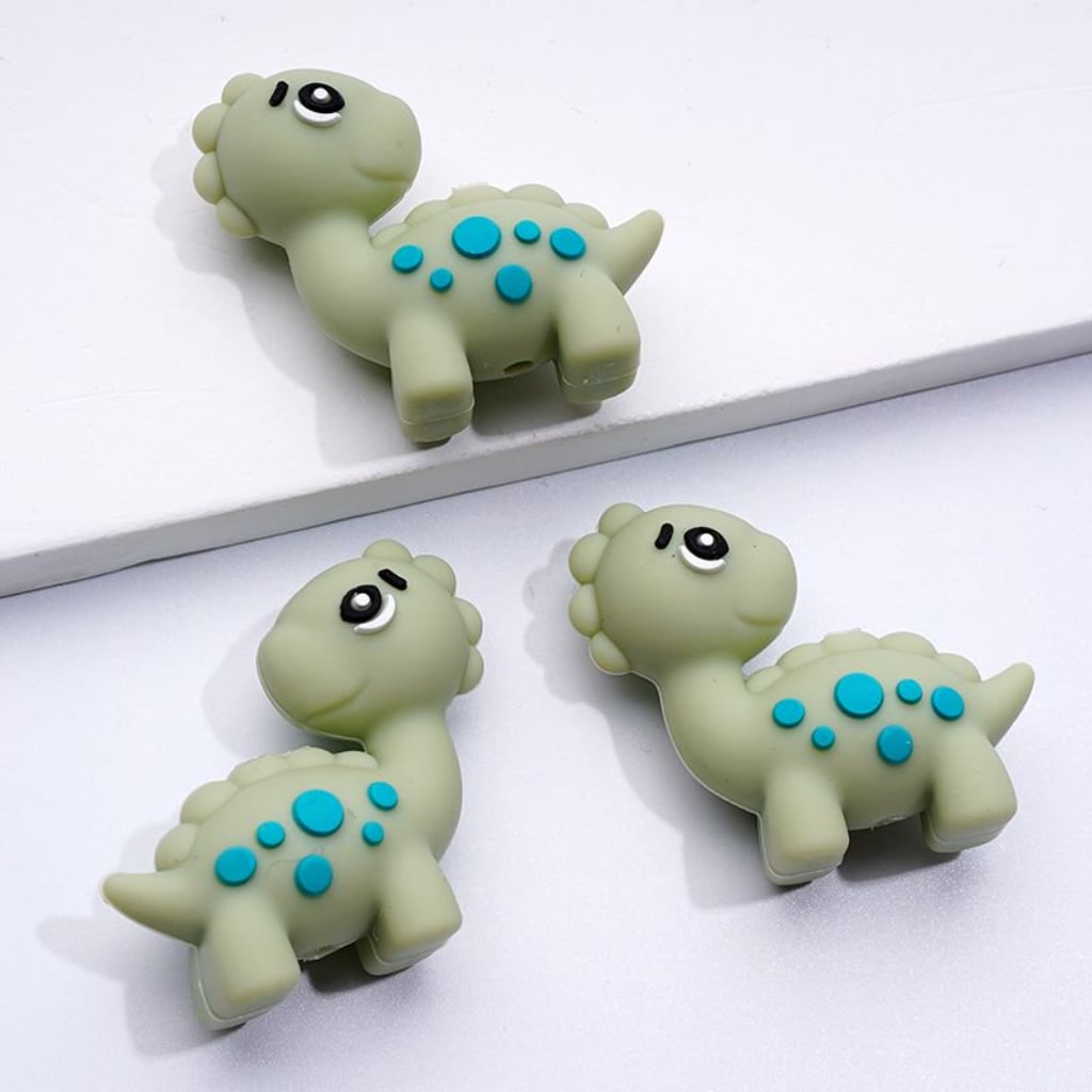 3D Mini Cute Dinosaurs Silicone Focal Beads – Beadable Bliss