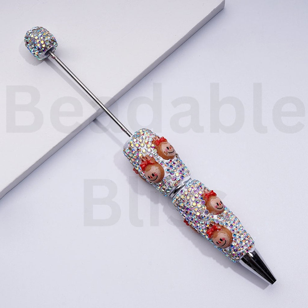 White Color Beadable Clay Pens with Cute Cartoon Monster Doll Chracter ...